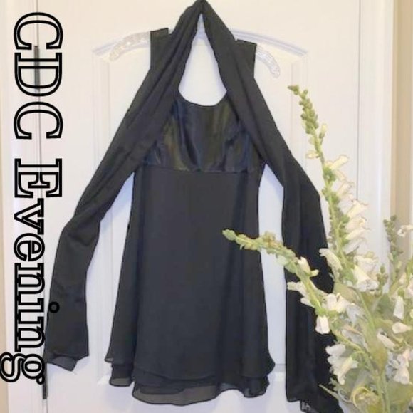 CDC | Dresses | Cdc Evening Dress With Shawl Little Black Dress Euc ...